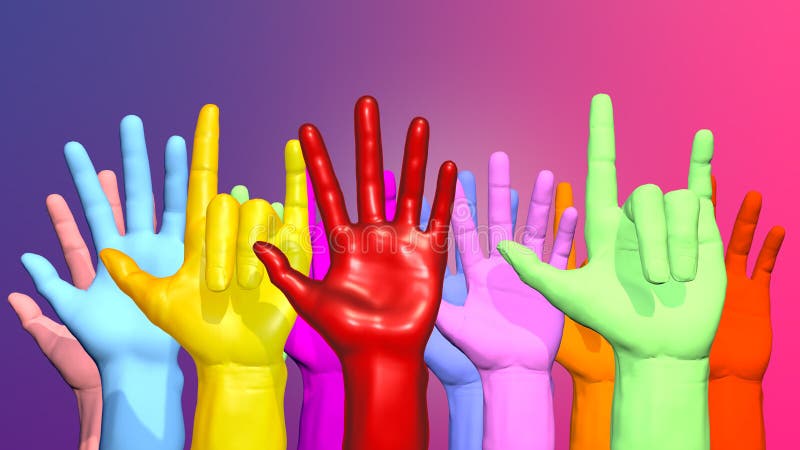 A Raised Hand, As a Symbol of the Struggle for Freedom. 3D Rendering ...