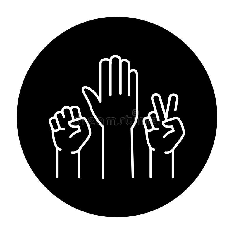 Raised Hands Color Line Icon. Corporate Work. Stock Vector ...