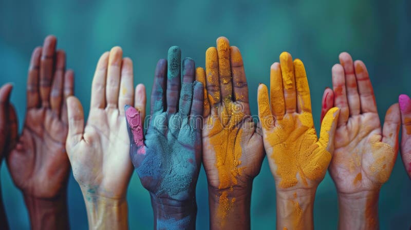 Raised Multi Colored Hands Stock Illustrations – 77 Raised Multi ...