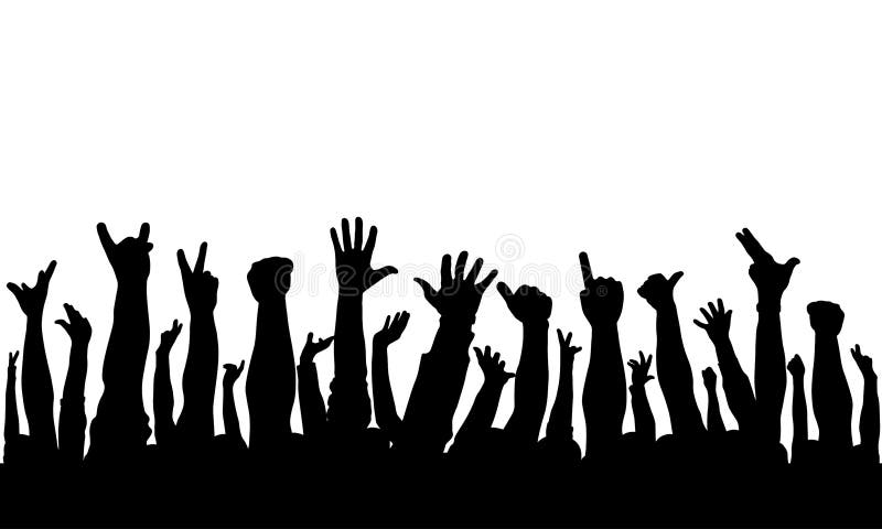 Silhouette Crowd Hands Raised Stock Illustrations – 1,380 Silhouette ...