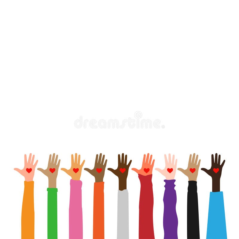 Raised hands with a heart stock vector. Illustration of election ...