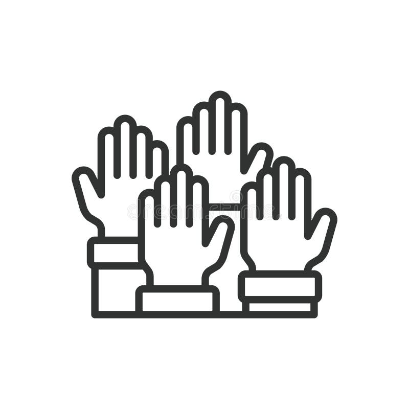 Raised Hands, Icon in Line Design. Raised Hands, Hands Up, Group ...