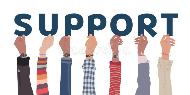 Raised Hands of Multicultural People Holding Letters Forming the Text ...