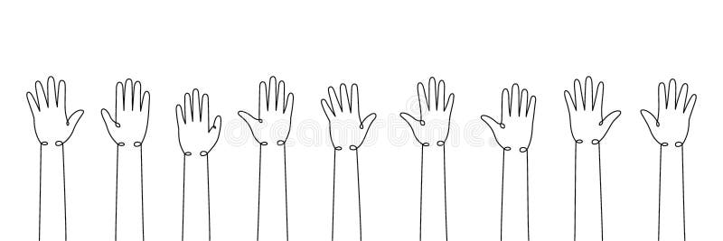 Raised Hands One Line Continuous Drawing. Public Opinion, User Feedback ...
