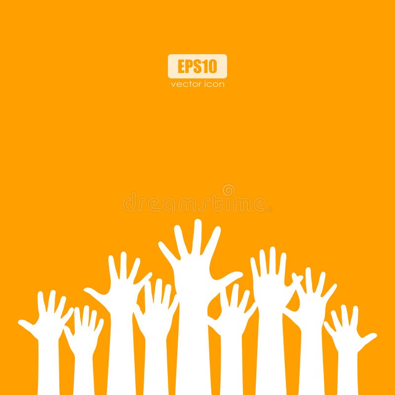 Raised hands vector poster stock vector. Illustration of children ...