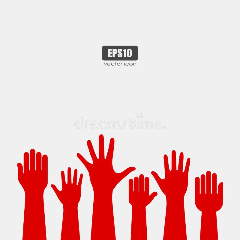 Raised hands stock vector. Illustration of hand, cooperation - 77586281