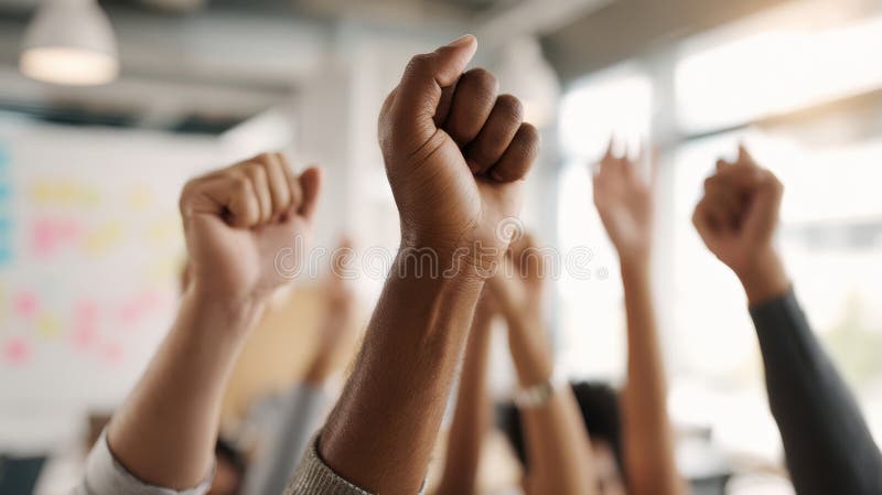 The Raised Hands Symbolize Unity and Empowerment in a Collaborative ...