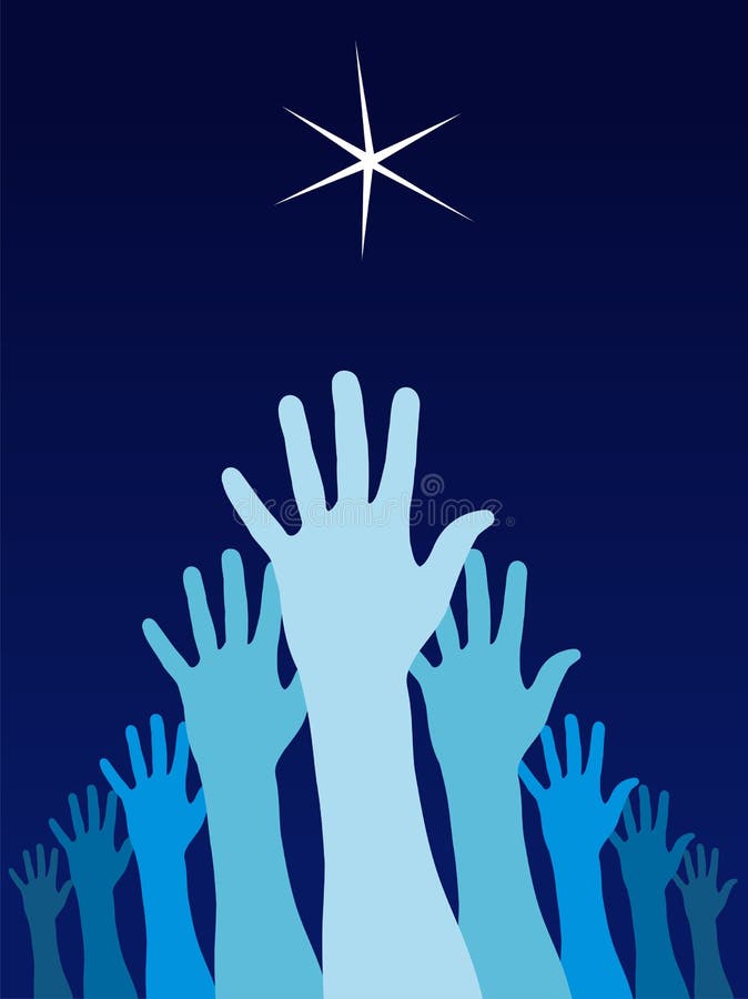 Raised Hands Trying To Reach a Star Stock Vector - Illustration of ...