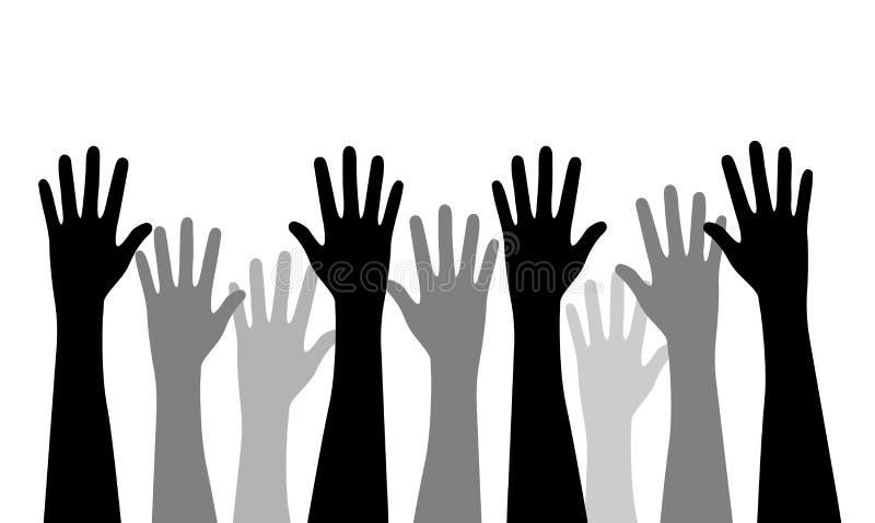 Raised hands stock vector. Illustration of community - 61393443