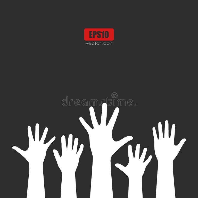 Raised hands vector poster stock vector. Illustration of palms - 95666209