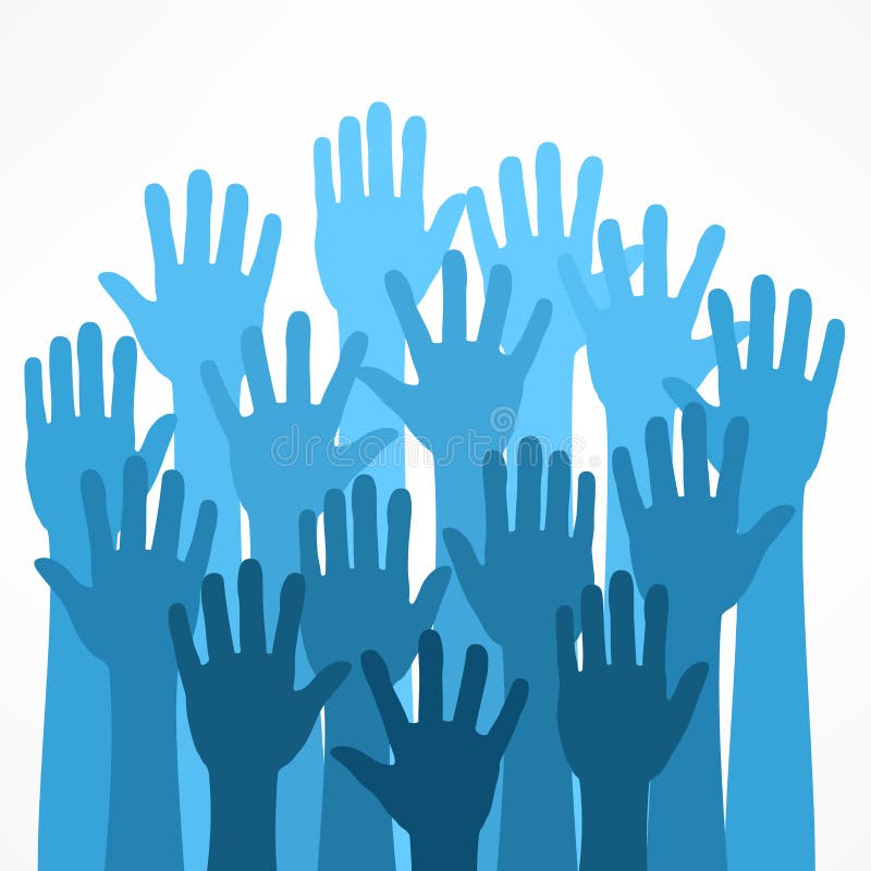 Raised hands stock vector. Illustration of people, hand - 53991180