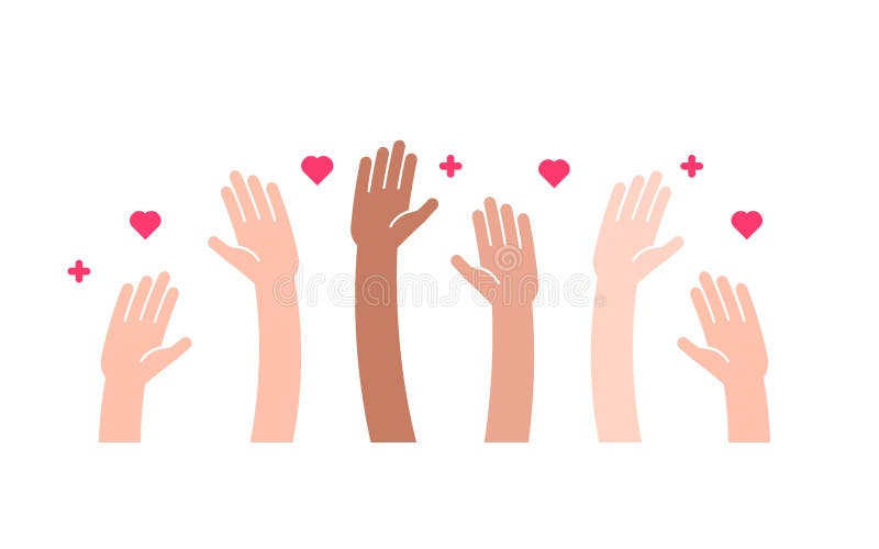 Raised Helping Hands Vector Flat Icon. Illustration for Volunteer and ...