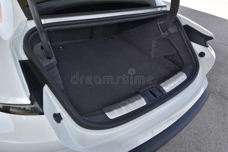 Trunk in a large sedan stock photo. Image of open, carry - 345766610