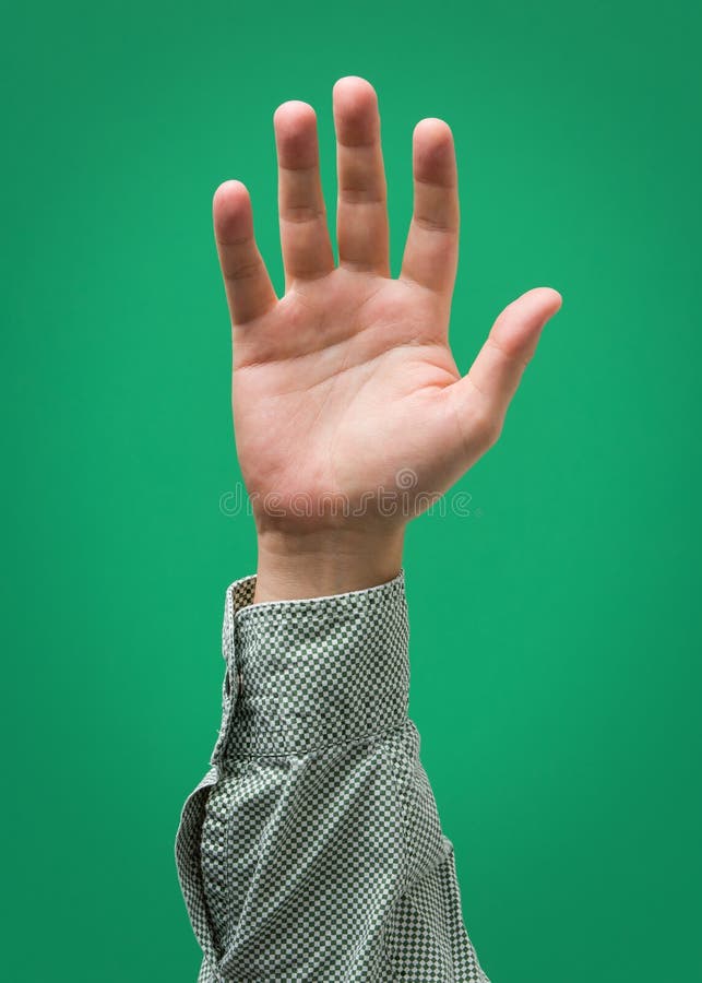 Raised Male Hand Isolated stock image. Image of palm - 38378443