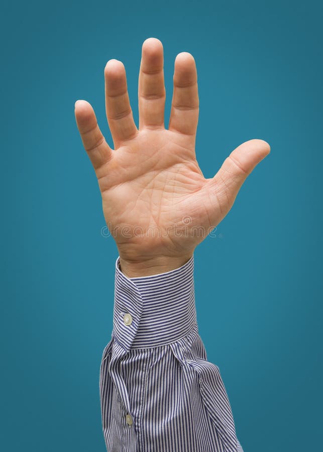 Raised Male Hand Isolated Blue Teal Stock Photos - Free & Royalty-Free ...