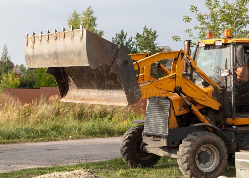Raised Metal Bucket at the Tractor. Stock Photo - Image of loader ...