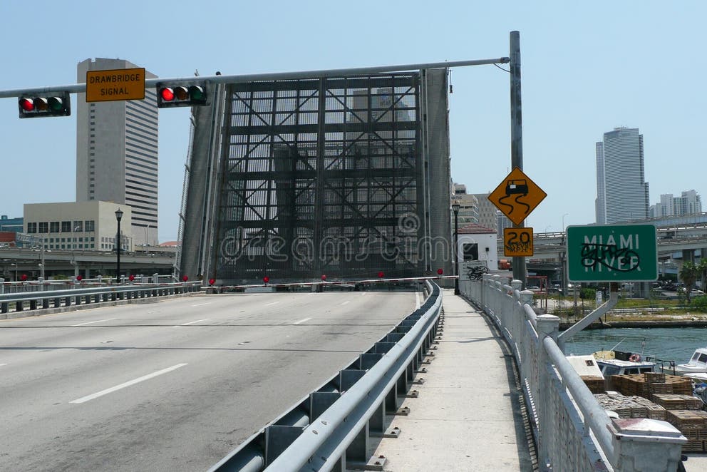 Raised River Drawbridge stock image. Image of signs, drawbridges - 76024529