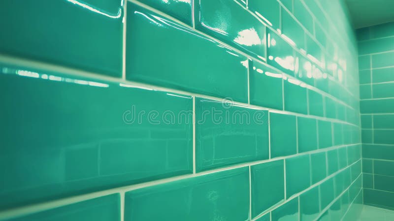 Raised Teal Tile Wall with White Grout for Interior Design and ...