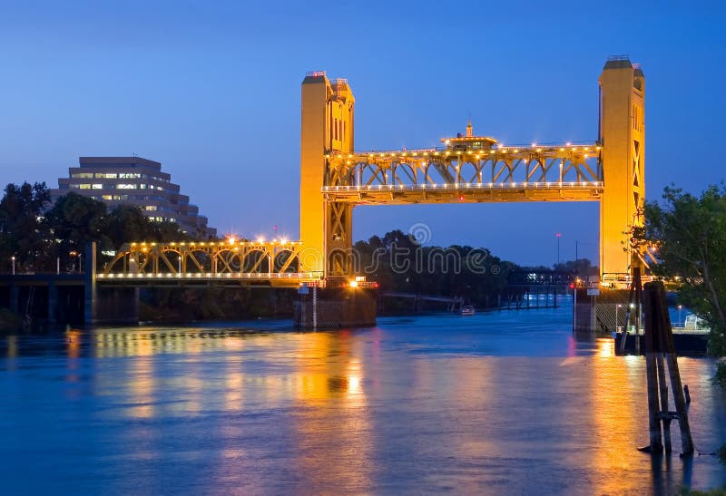 Raised Tower Bridge In Sacramento Royalty Free Stock Image - Image: 4577516