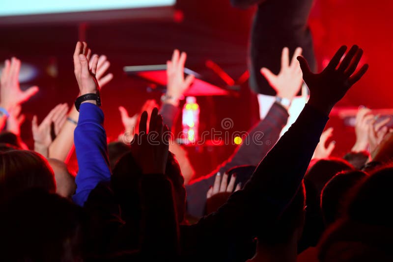 Raised Up a Human Hands at the Event Stock Photo - Image of celebration ...