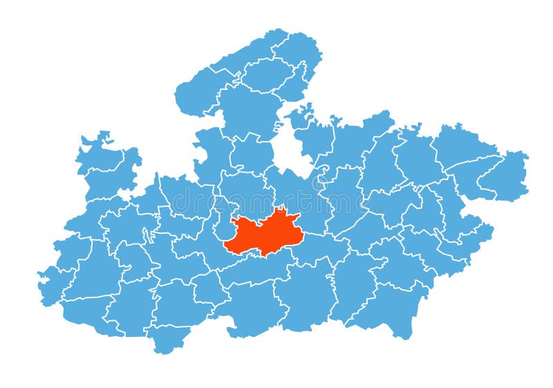 RaisenDistrict Map Highlighted on Madhya Pradesh State Map Stock Vector ...