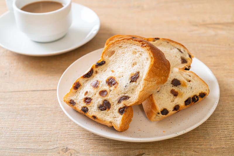 Raisin Bread with Coffee Cup Stock Photo - Image of full, coffee: 205746832