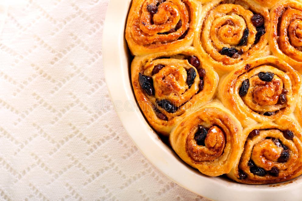 Raisin and cinnamon rolls stock image. Image of pastry - 63606863