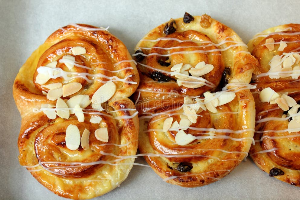 Raisin cream roll danish stock photo. Image of rolls - 32064626