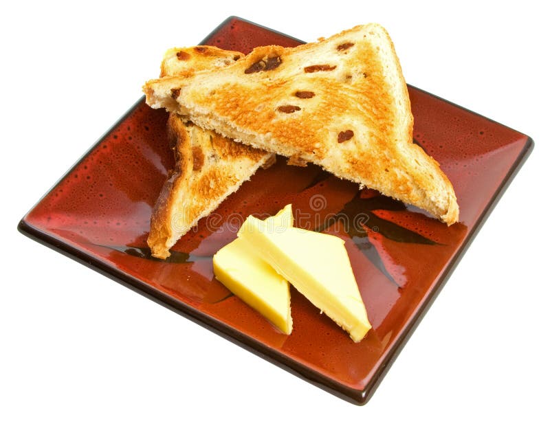 Raisin Fruit Toast with Polyunsaturated Margarine Stock Photo - Image ...