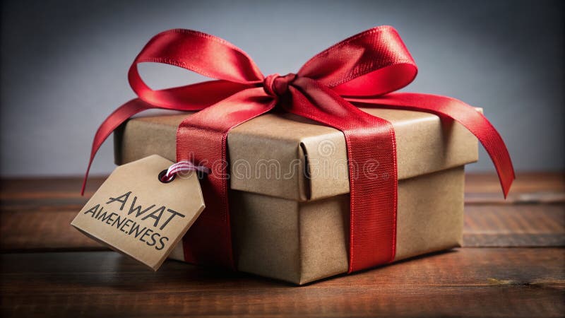 Raising Awareness a Subtle Brown Gift Box with Red Ribbon a Powerful ...