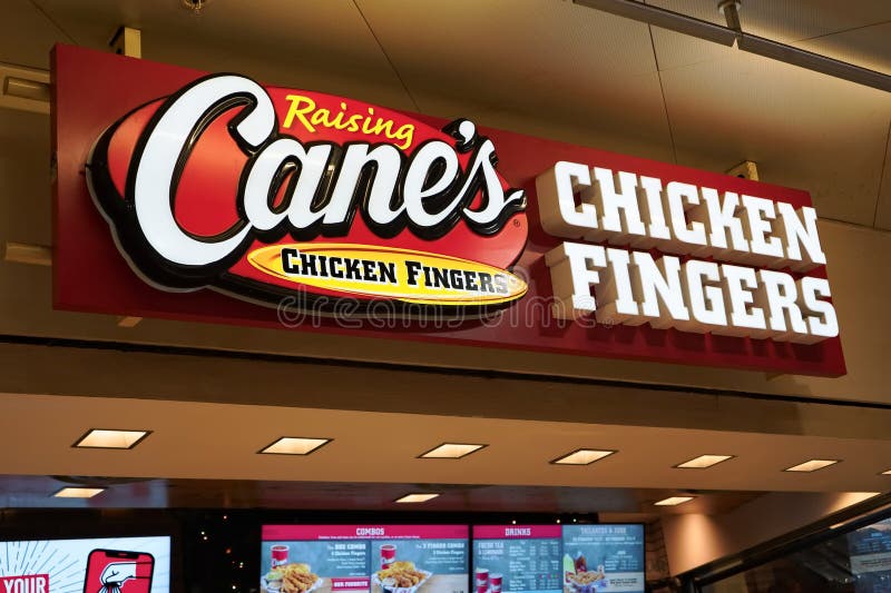 Raising Cane S Chicken Fingers Fast Food Chain Signage At Food Court In