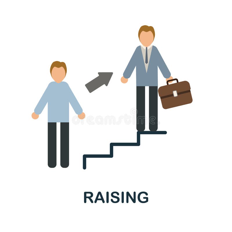 Raising Flat Icon. Colored Element Sign from Work from Office ...