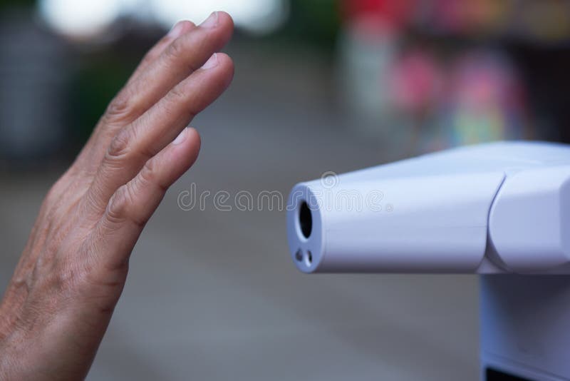 Raising Hand for Temperature Check Stock Photo - Image of hand, care ...