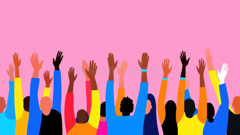 Raising Hands in Celebration, Diverse Group Expressing Joy and Unity ...