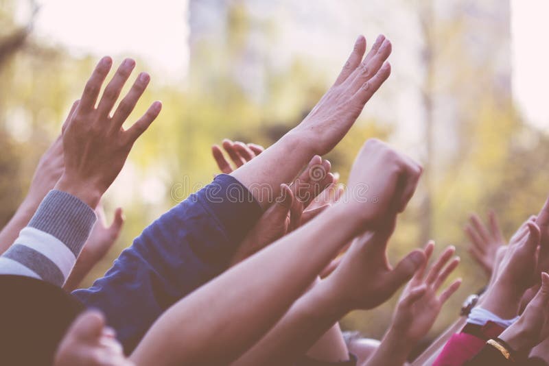 Raising hands stock image. Image of grunge, palm, together - 48922503