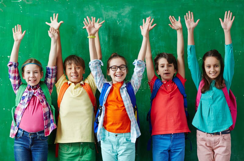 Raising hands stock image. Image of ecstatic, academic - 66768839
