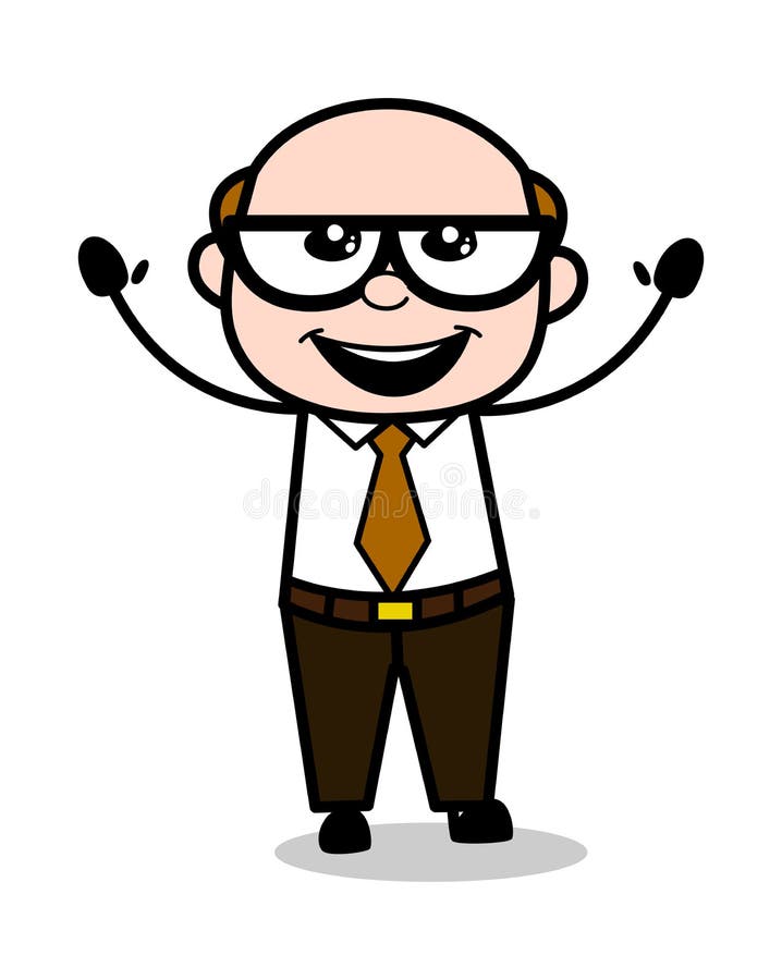 Clever - Retro Cartoon Office Old Boss Man Vector Illustration Stock ...