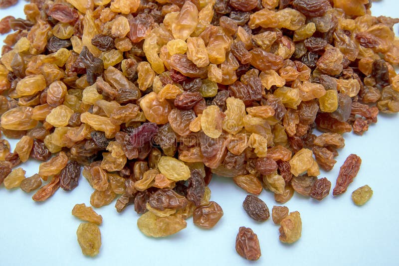 Raisins of Different Varieties on a Light Blue Background, Culinary ...