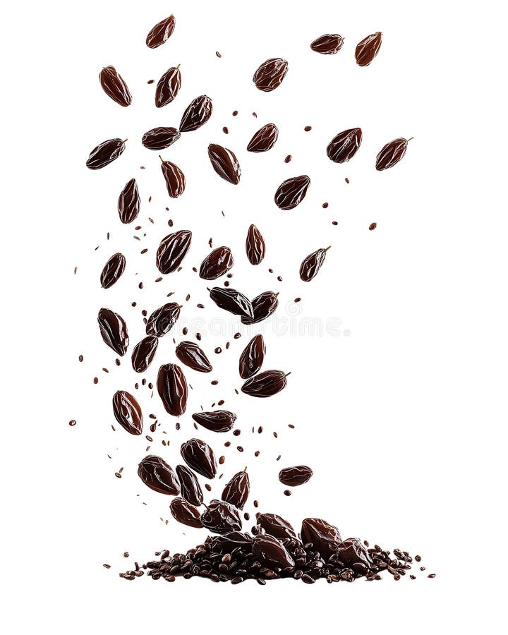 Raisins Falling Isolated on White Background Stock Illustration ...
