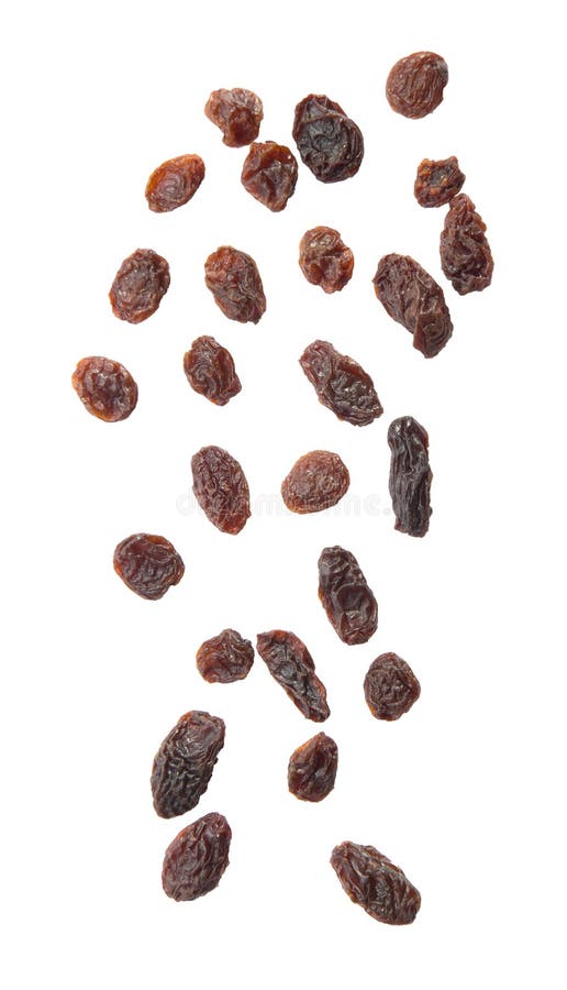 Falling Raisins Isolated on White Background Stock Image - Image of ...