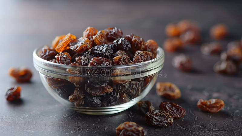 Raisins are in a Glass Bowl on the Table Stock Illustration ...