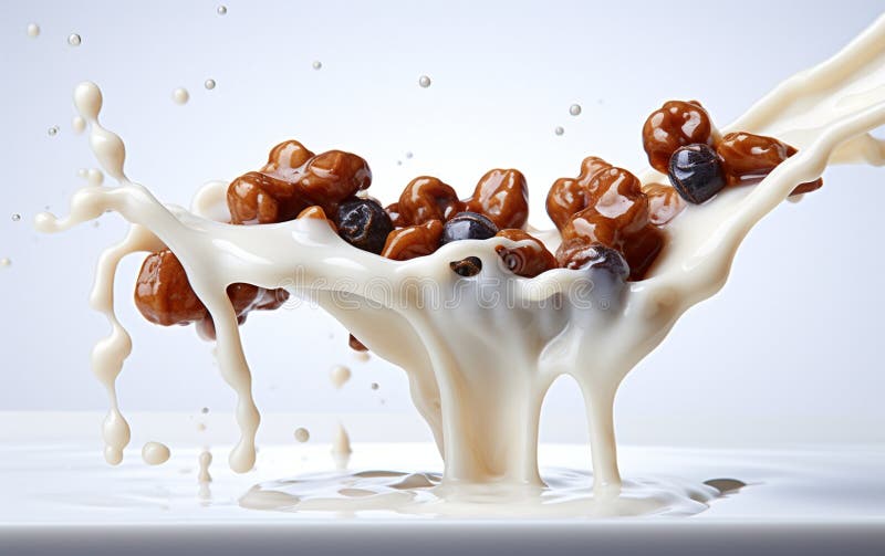 Raisins Milk Splash Clear Background Stock Illustration - Illustration ...