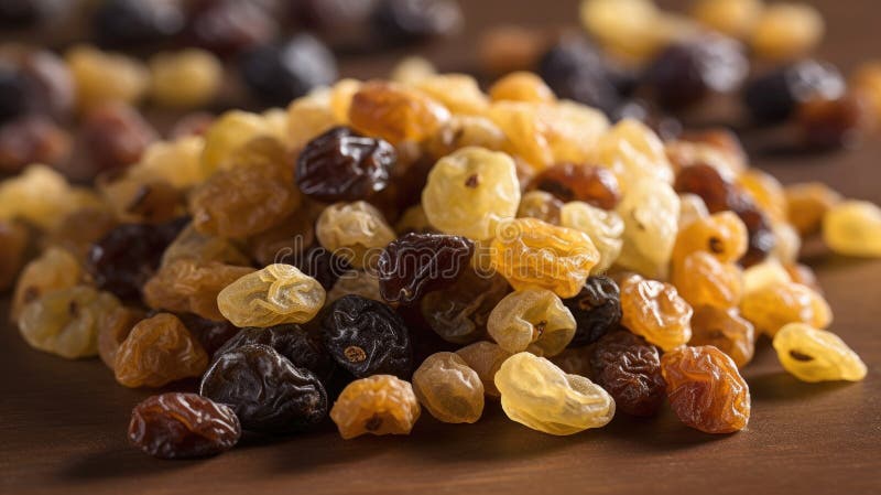 Raisins on a table macro stock illustration. Illustration of snack ...