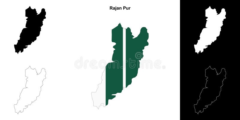 Rajan Pur outline map stock vector. Illustration of outline - 371580283