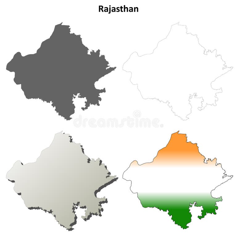 Rajasthan Blank Detailed Outline Map Set Stock Vector - Illustration of ...