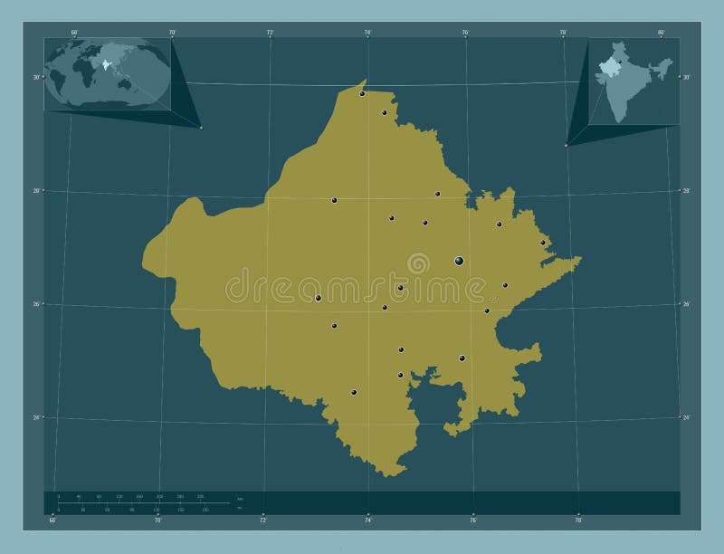 Rajasthan, India. Solid. Major Cities Stock Illustration - Illustration ...