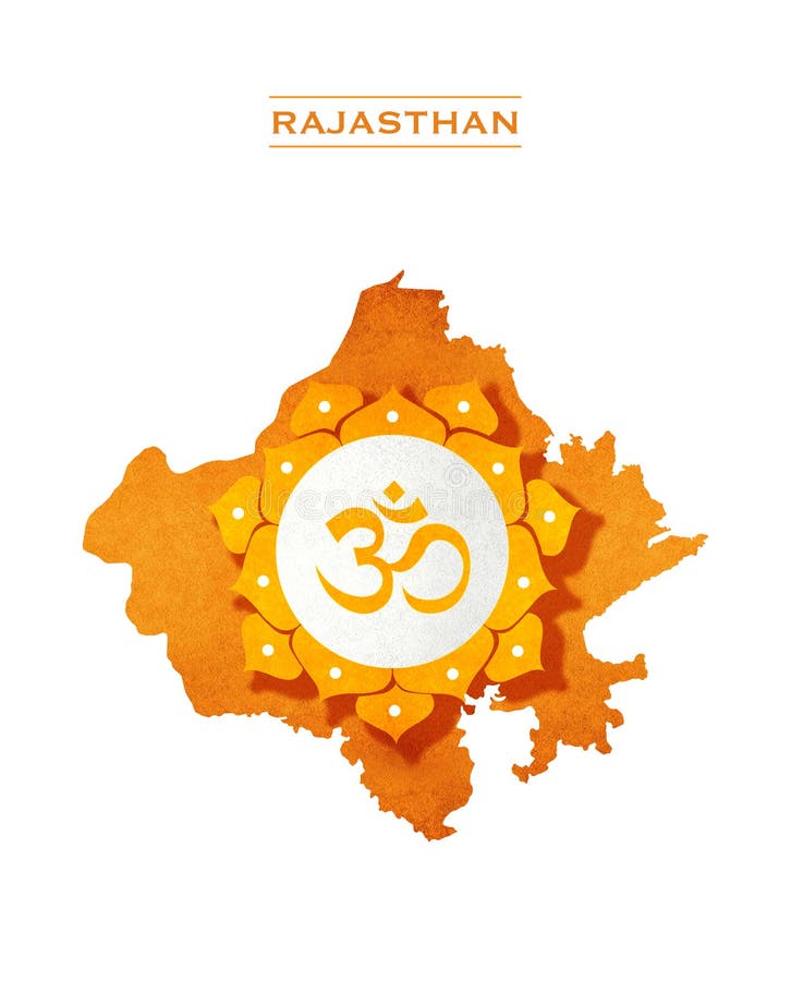 RAJASTHAN STATE MAP OM SYMBOL HINDU Stock Illustratie - Illustration of ...