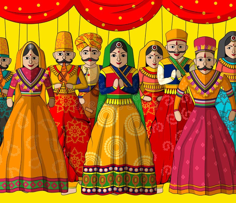 Rajasthani Docka I Indisk Konststil Vektor Illustrationer ...