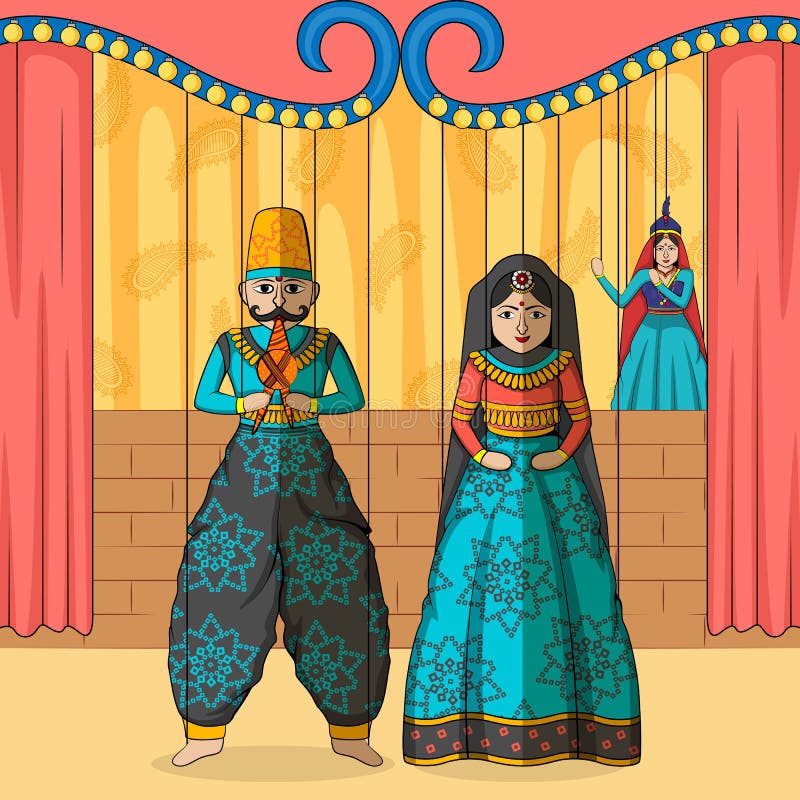 Rajasthani Puppet in Indian Art Style Stock Vector - Illustration of ...
