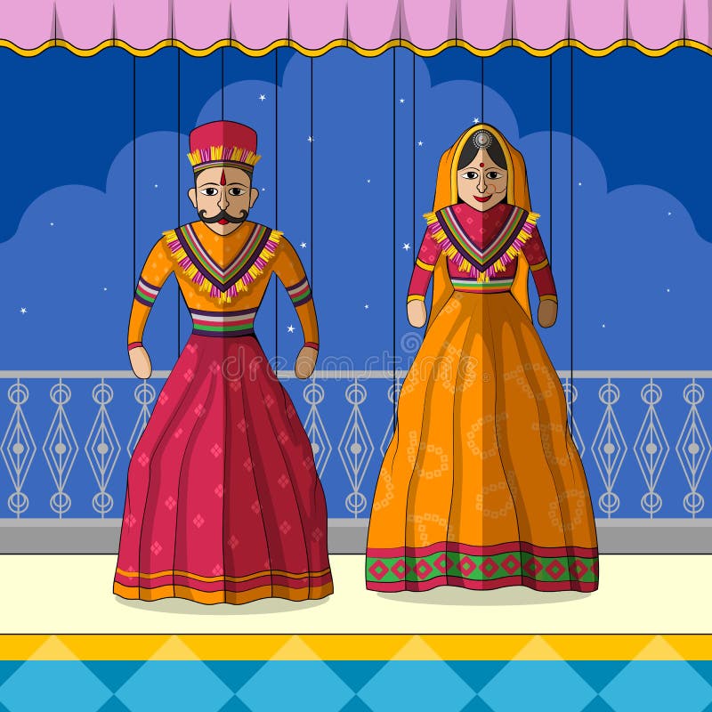 Rajasthani Puppet in Indian Art Style Stock Vector - Illustration of ...